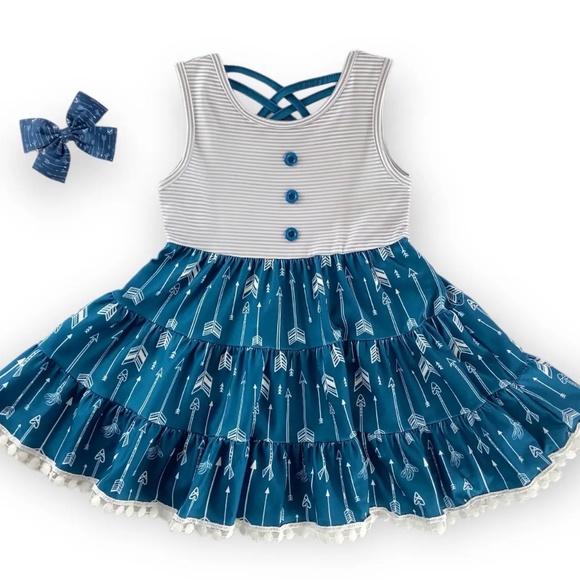 Sparkledots | Dresses | Girls Striped Arrows Crisscross Dress With ...